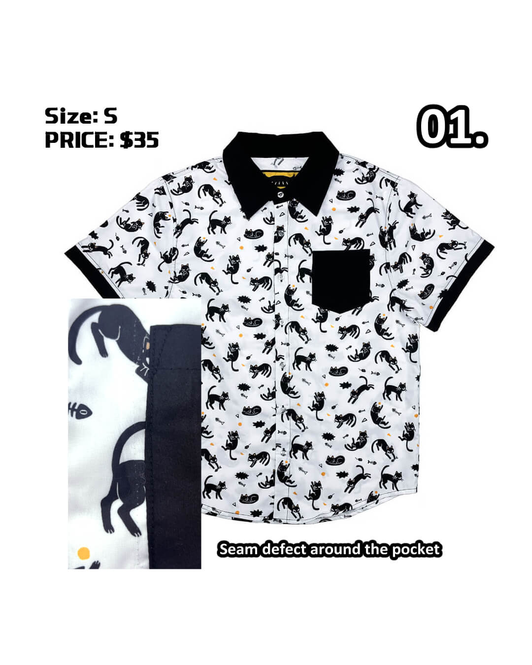 DEFECT: BLACK CAT Button-Up – KINWAMONSTER